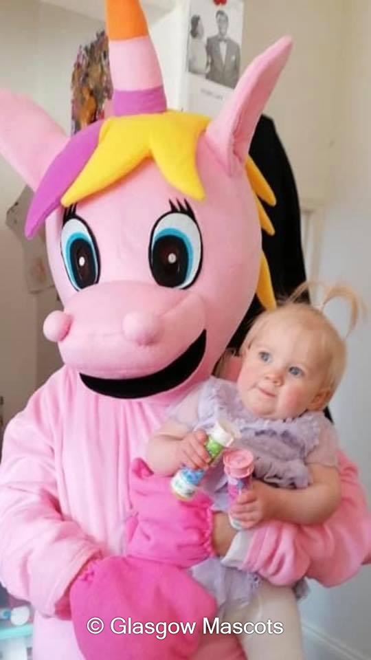 Pink Unicorn Mascot - Hire in Post Code | Glasgow Mascots